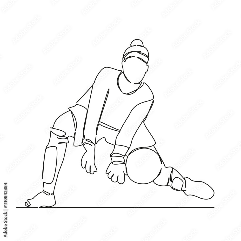 One continuous single drawing line art flat doodle girl, woman football ...