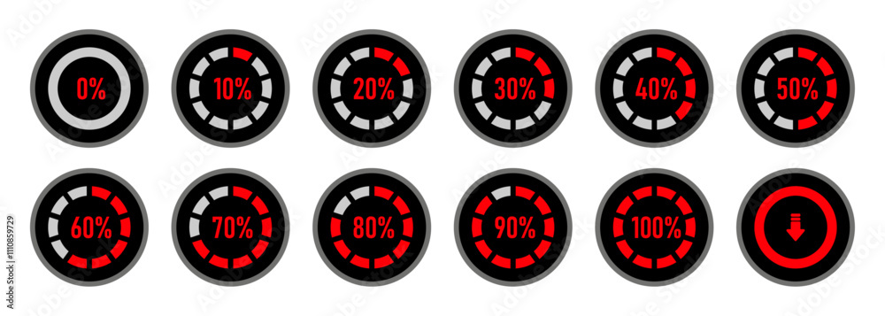 Vector de Stock Infographic circle set 0 to 100 percent loading ...