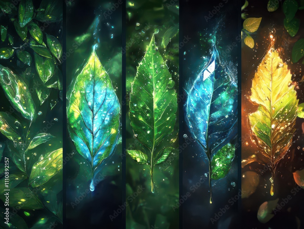 Craft a surreal and captivating depiction of a leaf transforming ...