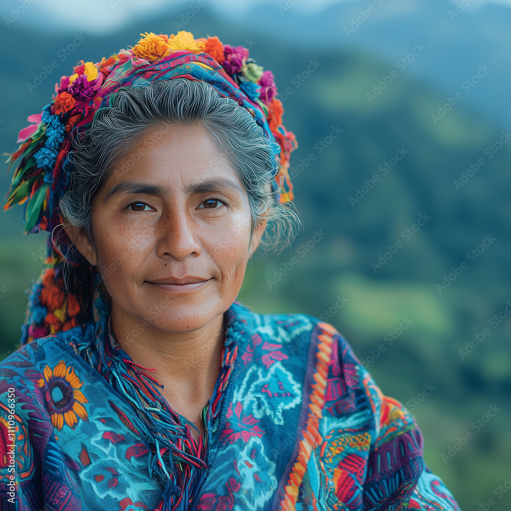 Indigenous Guatemalan woman in traditional attire with vibrant ...