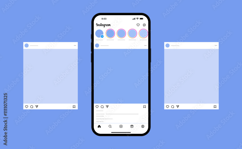 instagram post mockup vector. social media instagram carousel post ...