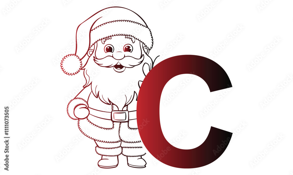 letter C with Santa Claus designed with alphabet. Characters with fun ...