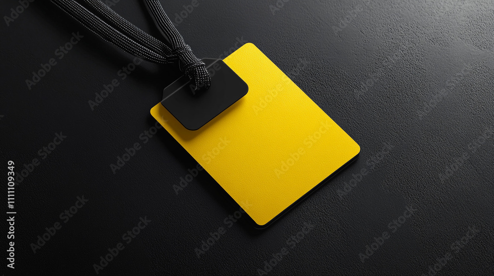 Blank Yellow ID Badge Mockup Corporate Event Name Tag Conference Access ...