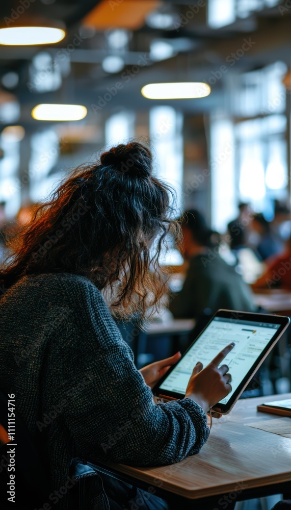 High School Teacher Using AI Grading App in Contemporary Classroom ...