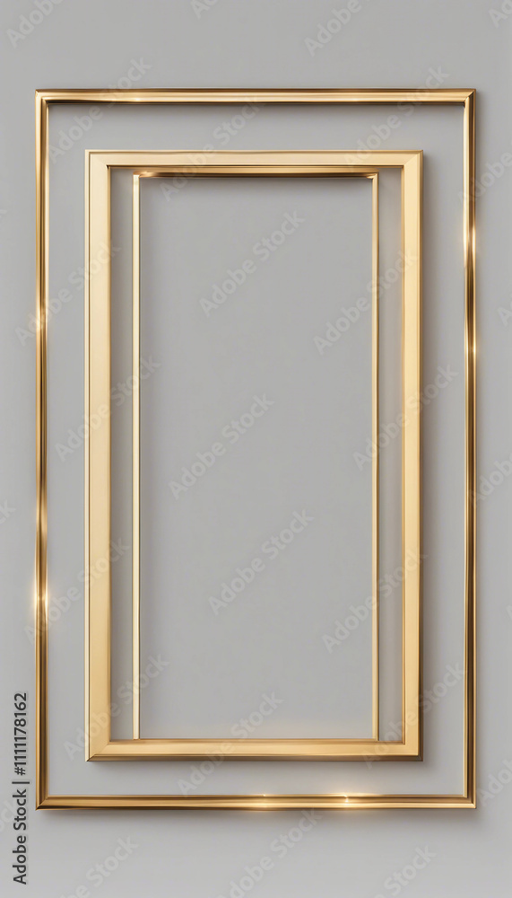 Double line rectangle golden frame isolated on transparent background ...