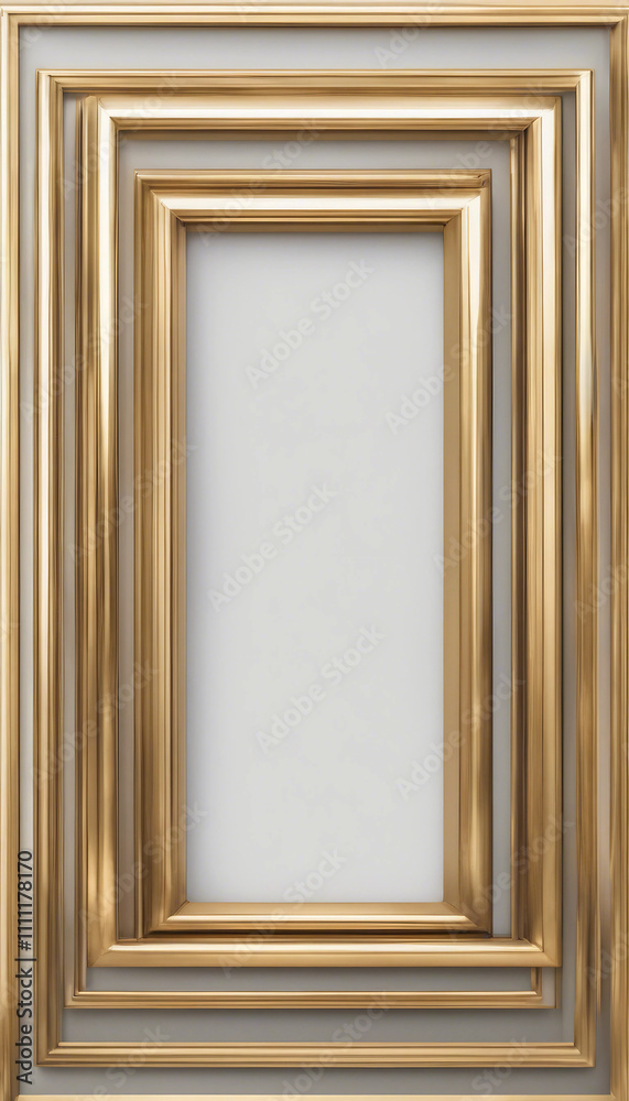 Double line rectangle golden frame isolated on transparent background ...
