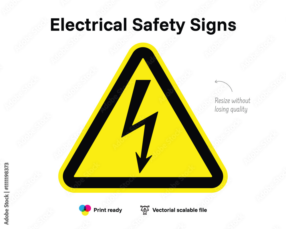 Electrical safety signs. Danger of electric shock. Vectorial quality ...