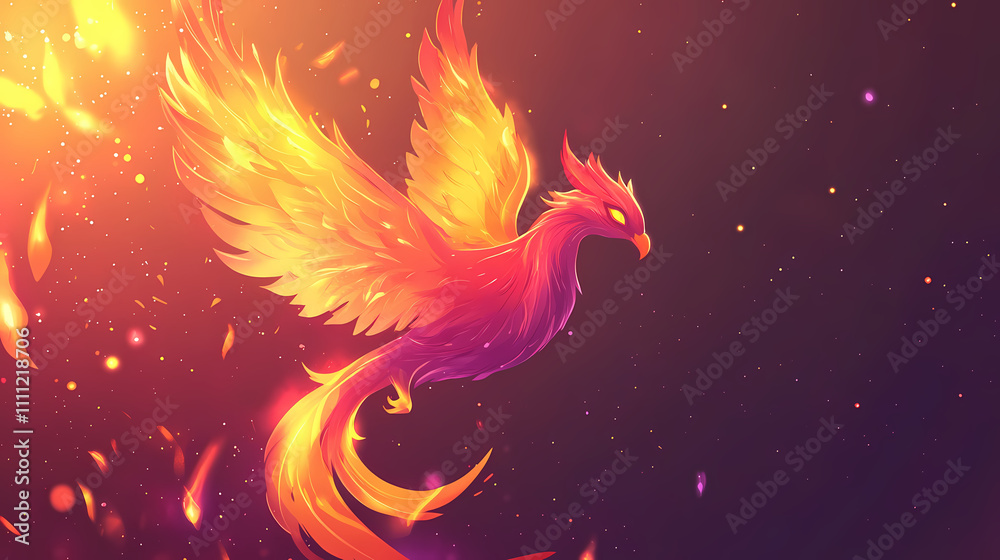 Fiery phoenix bird icon depicting a magical creature a vibrant 2d ...