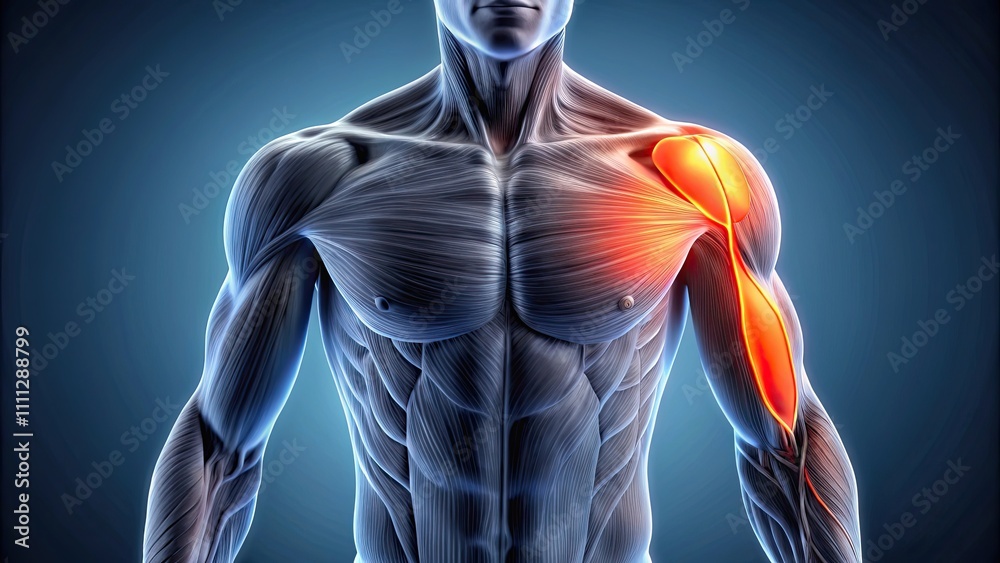 Highlighted deltoid muscle in the upper limb, deltoid, muscle, upper ...