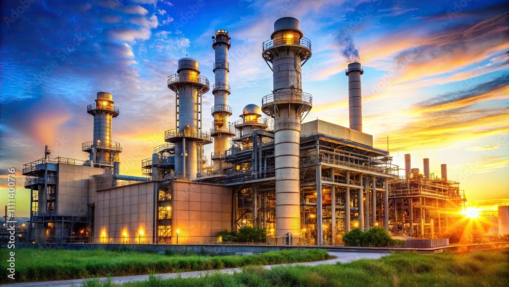 Combined-cycle power plant using gas and steam turbines for efficient ...
