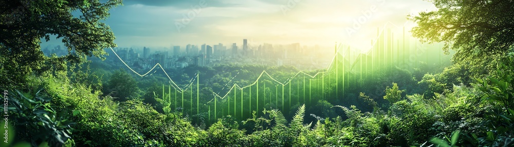 Ilustración de Stock Modern corporate visual with upward arrows, green ...