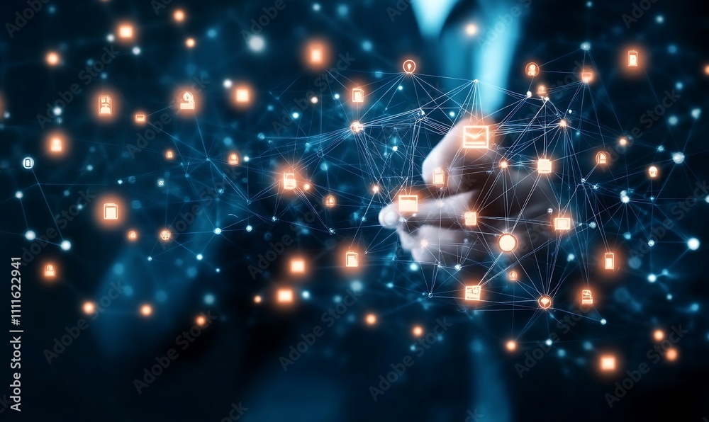 A concept image of a network graph visualizing social connections and ...