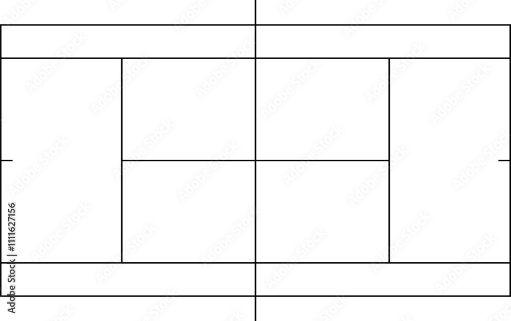 Tennis Court Field Size and Dimension Vector Drawing Illustration ...