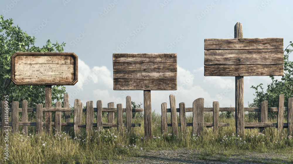 Wooden sign board and fence cartoon farm banner. Wood game signage ...