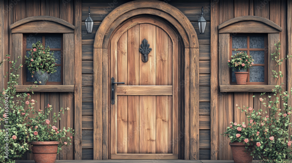 Door opening process steps. Cartoon vector illustration set of wooden ...