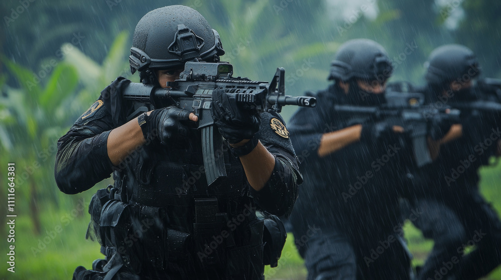 Tangerang, Banten, Indonesia - September 01, 2024: TNI anti-riot forces ...