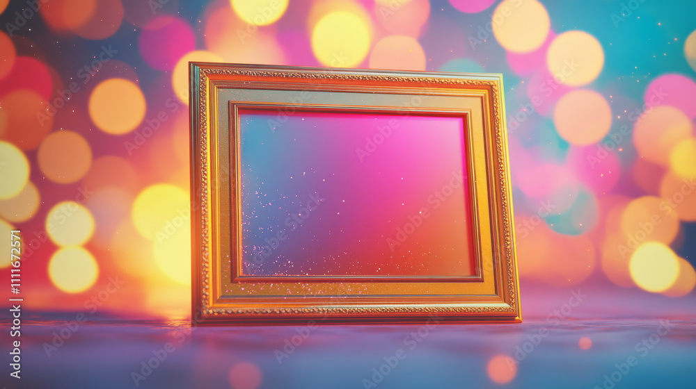 Sparkling golden frame isolated on gradient background. Vector ...