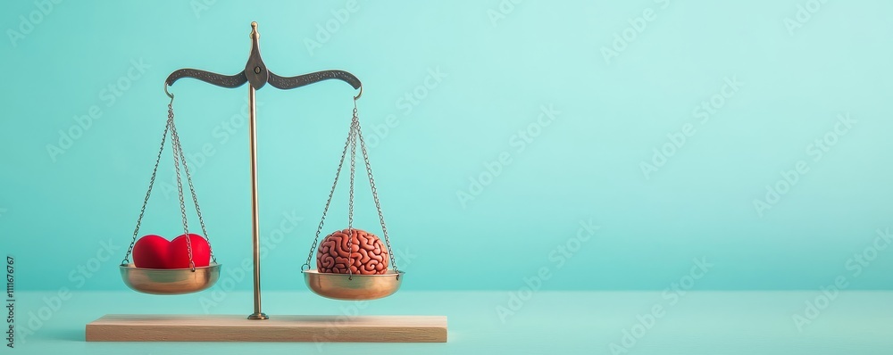 Life balance in psychological concepts. Balanced scale with red and ...