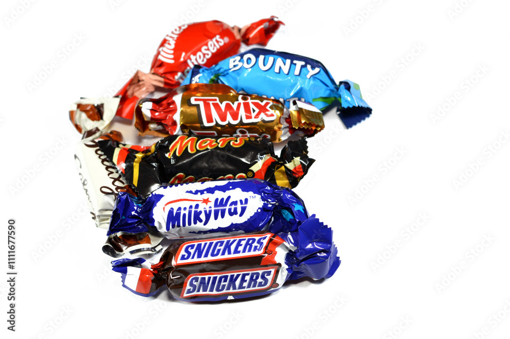 Cairo, Egypt, November 24 2024: Celebrations box mini chocolate bars ...