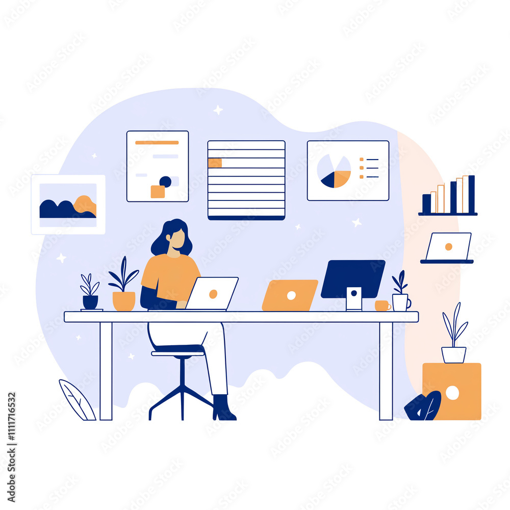 Concept illustrations of remote work, showcasing its benefits ...