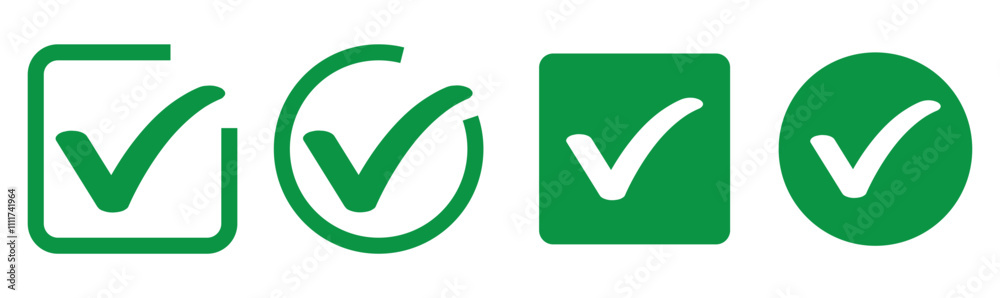 tick mark with checkbox icon. green checkmark sign for app, ui, website ...