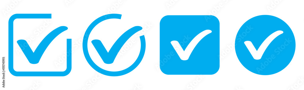 tick mark with checkbox icon. blue checkmark sign for app, ui, website ...