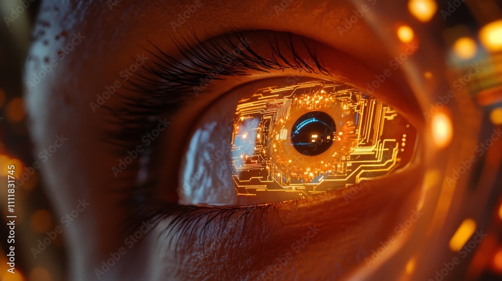 Foto de Stock fusion of AI computers and eyes. The world of computer ...