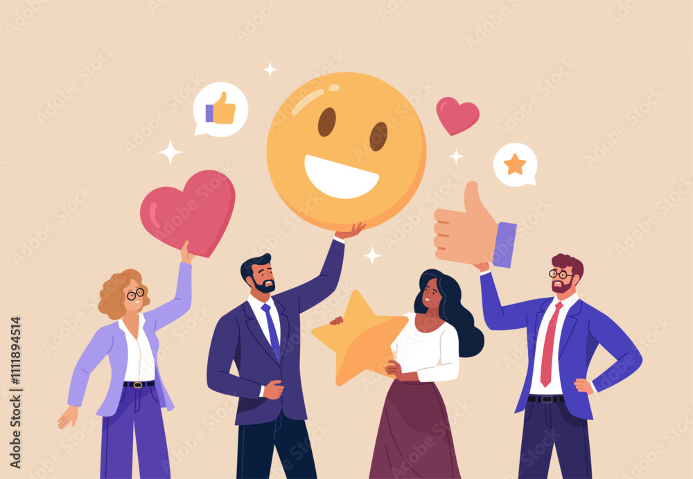Employee Satisfaction Concept. Vector cartoon close-up illustration in ...