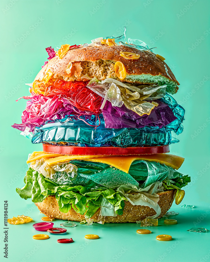 Conceptual Image of Plastic Pollution: A Sandwich Filled with Plastic ...
