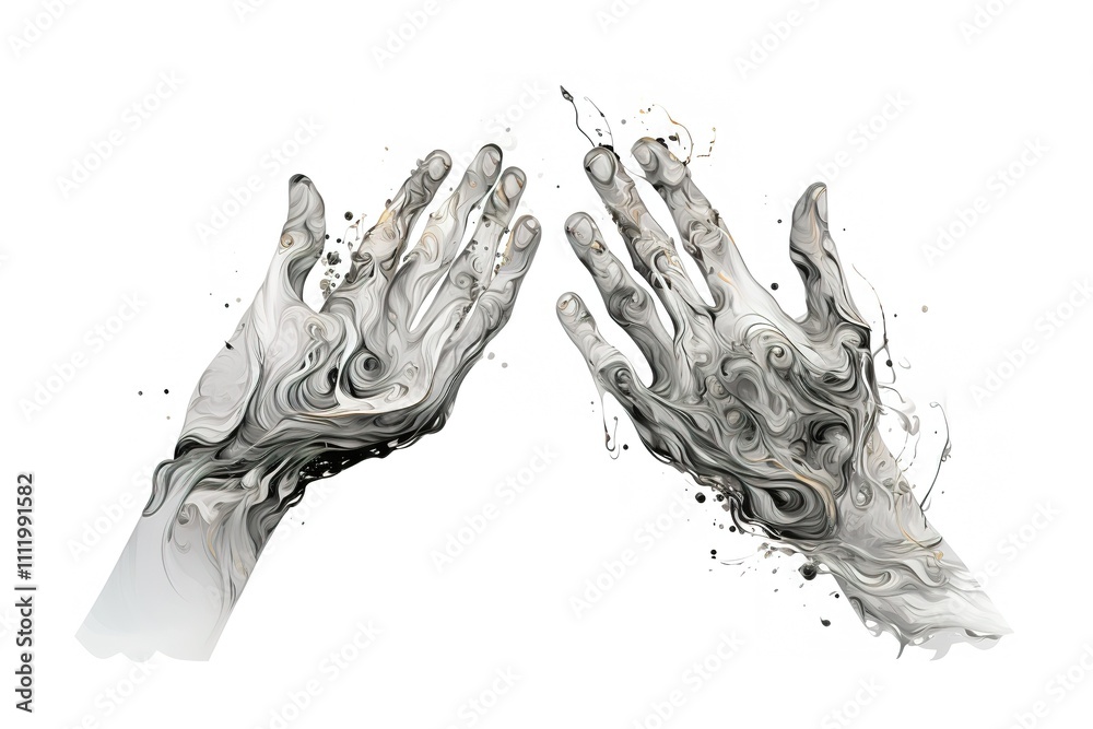 X-ray hand monochrome. Scanned image of broken arm invert on white ...