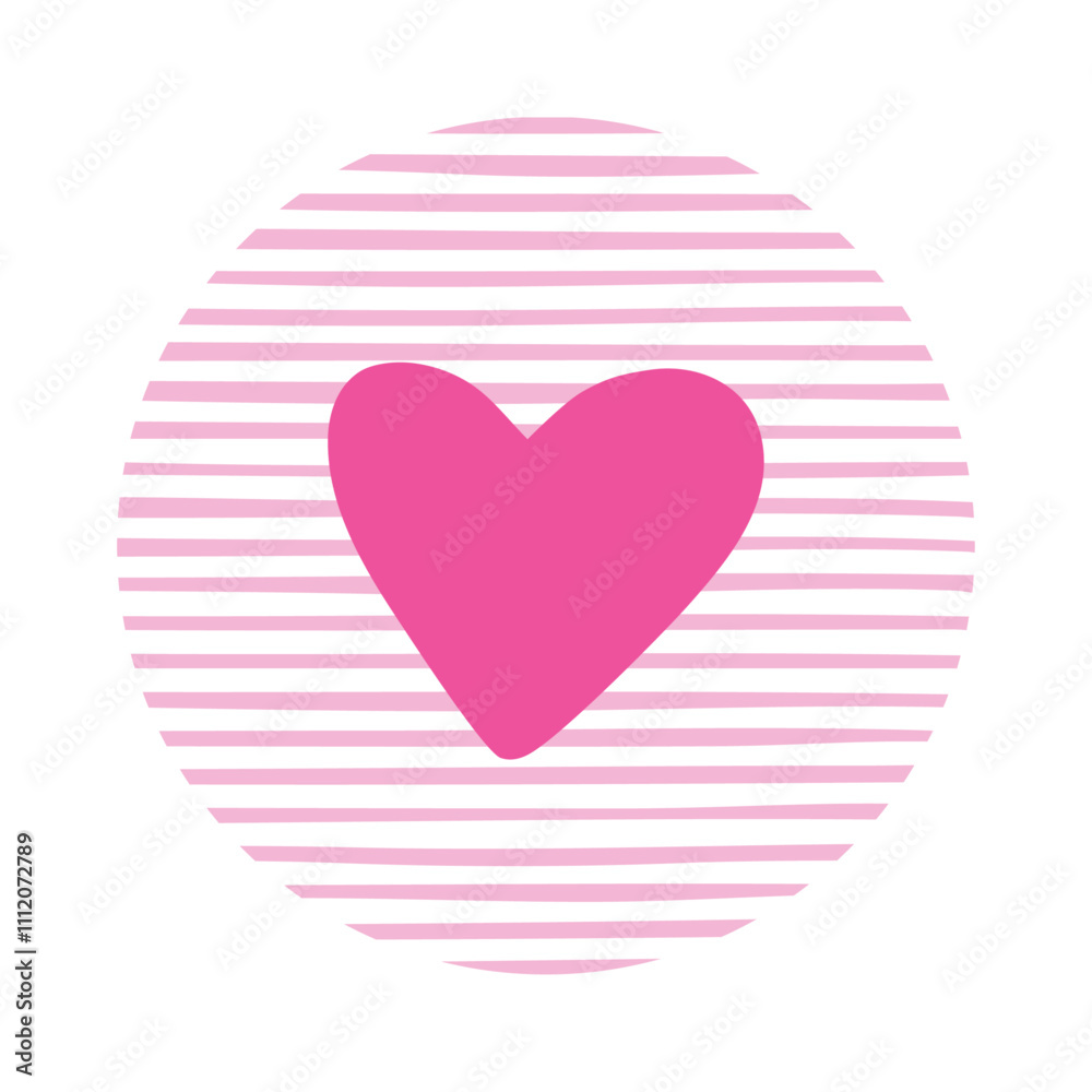 Logo con silueta de corazón en círculo con relleno de patrón de líneas ...