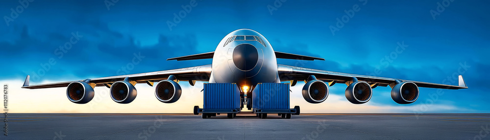 Artistic perspective of plane fuselage with containers midload ...