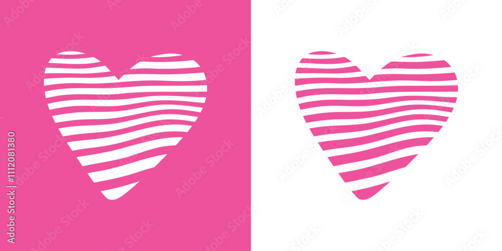 Vector de Stock Logo con silueta de corazón con relleno de patrón de ...
