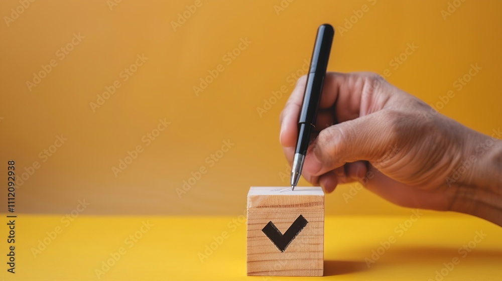 Checklist Concept: Person Using a Black Ink Pen to Correct and Tick ...