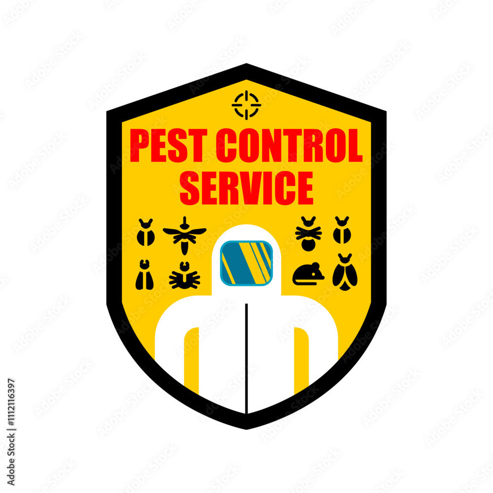 Pest Control Service sign logo. Trapping rodents and pests beetles ...