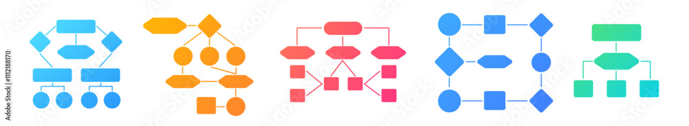 Geometric flowchart in a gradient design for visualizing data ...