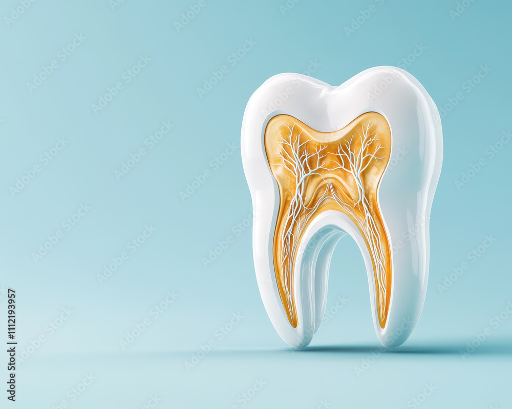 detailed illustration of tooth showcasing its internal structure ...