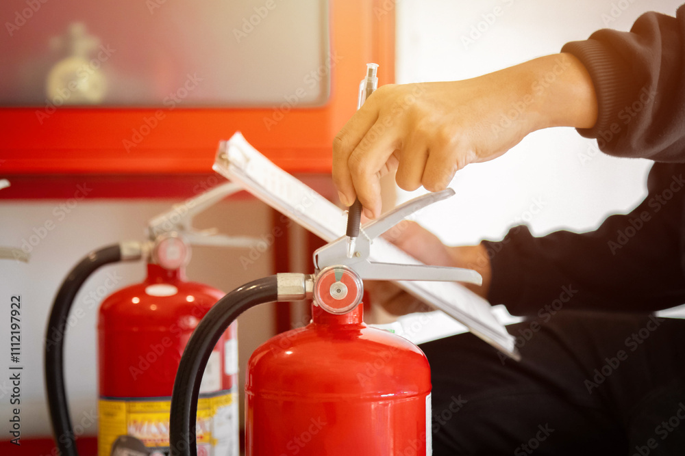 Engineer check fire suppression system,check fire extinguisher tank in ...