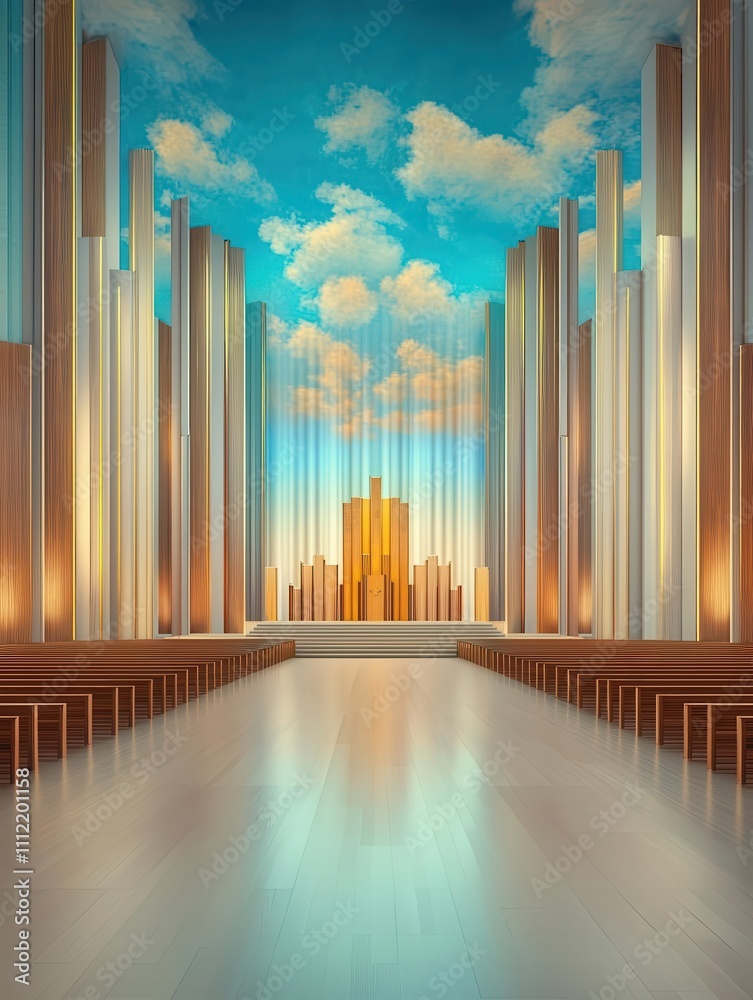 Virtual church choir singing together on screens, animated digital ...