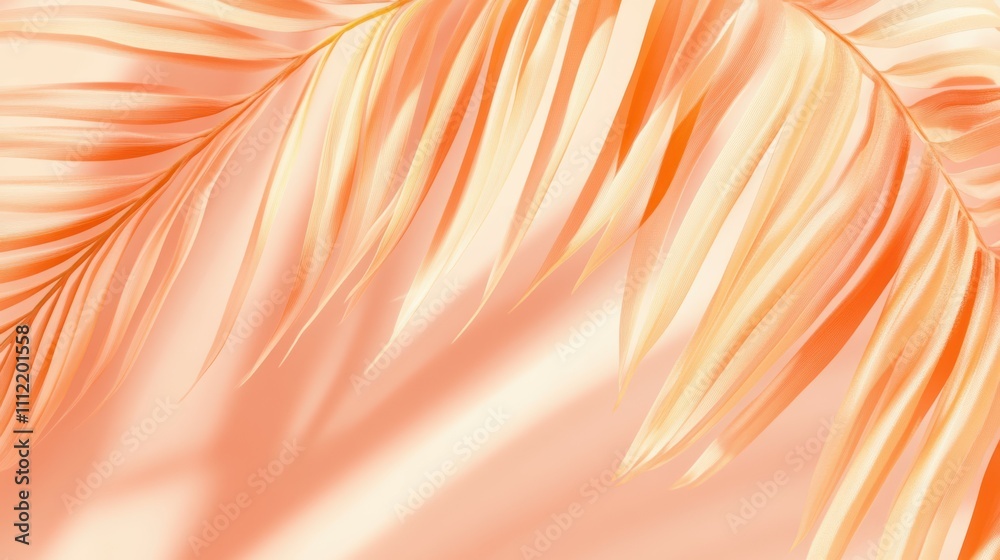 Palm leaf. Pantone color of the year 2024 Peach Fuzz Stock Illustration ...
