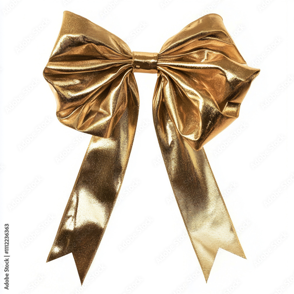Lazo de color dorado aislado sobre fondo blanco regalos de navidad y ...