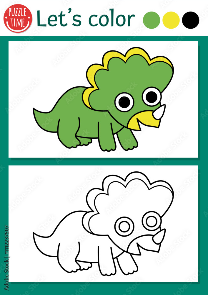 Vector de Stock Dinosaur coloring page for children with little baby ...