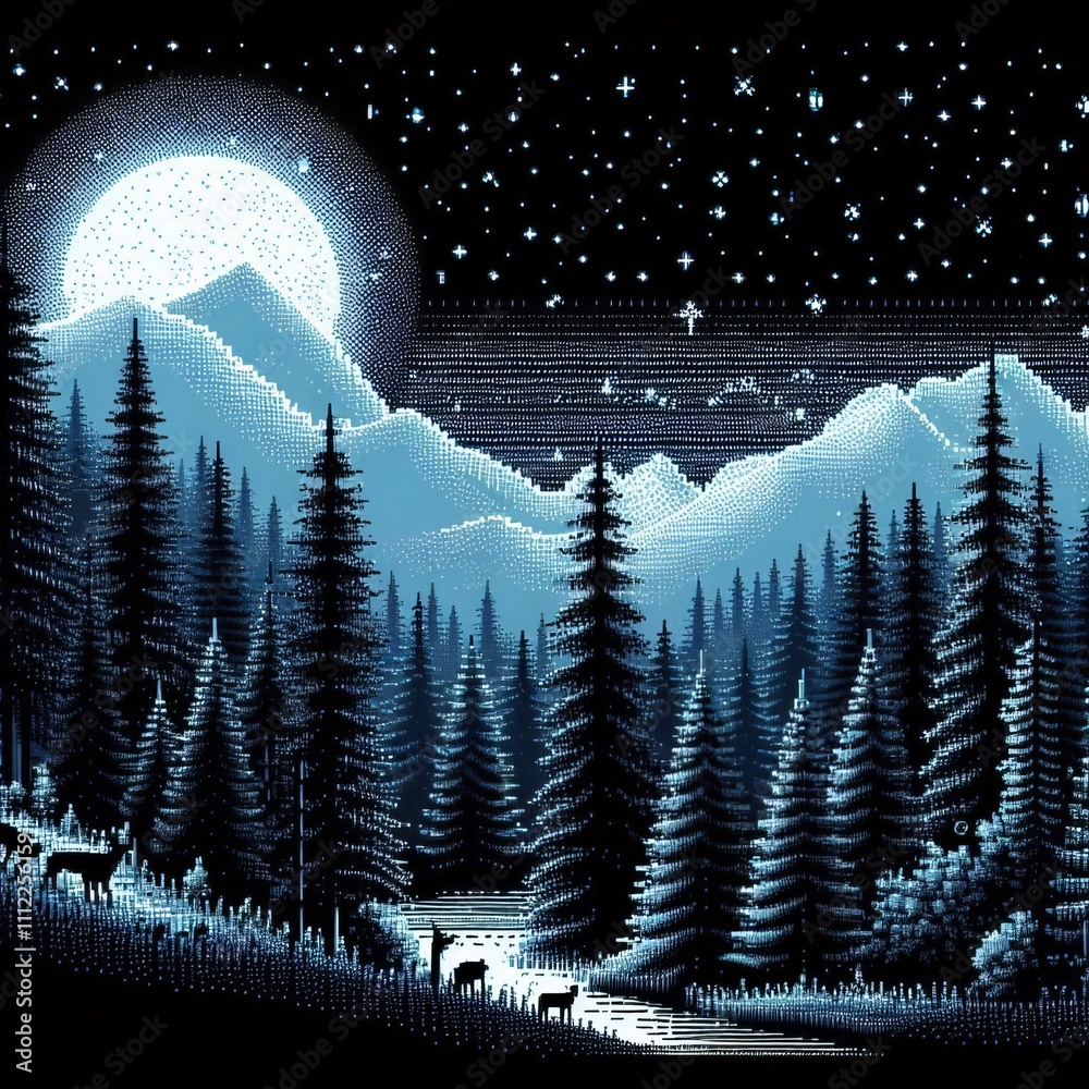 ASCII Art Forest Forest scenes converted into ASCII characters c Stock ...