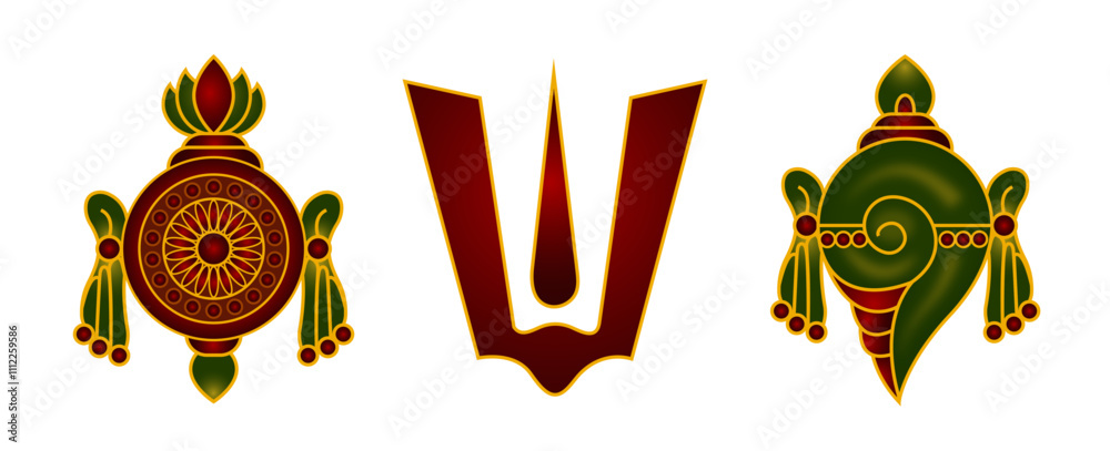 illustration of desi retro (indian) art style lord balaji symbol ...