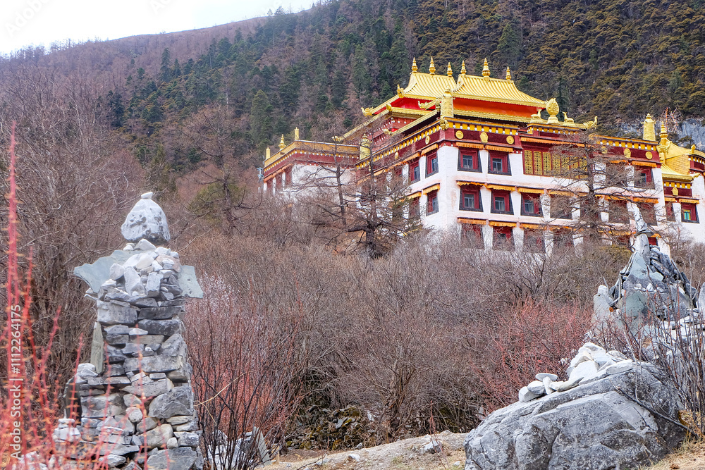 Hiking to Chonggu Tibetan Monastery in the Yading Nature Reserve ...