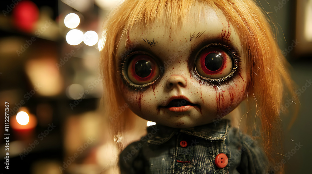 Stockfotot Bloody Doll: Creepy, Spooky, Horror Toy, Gory Detail ...