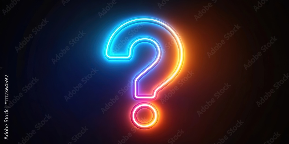 Glowing blinking neon question mark on alpha channel background ...