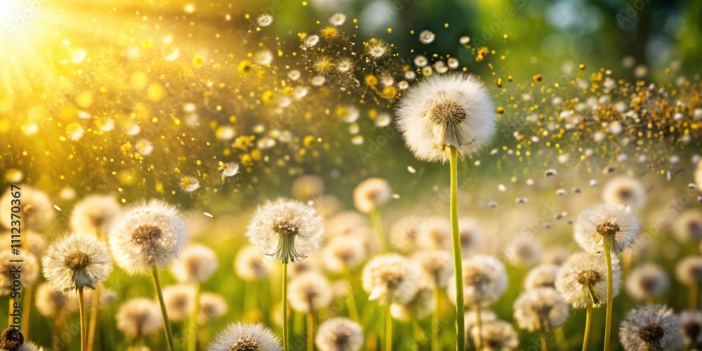 A close-up image of airborne pollen particles causing seasonal ...