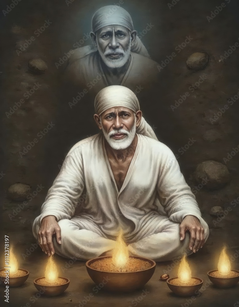 Sai Baba Indian God background Stock Illustration | Adobe Stock