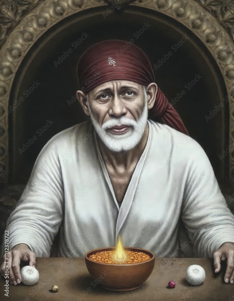 Sai Baba Indian God background Stock Illustration | Adobe Stock